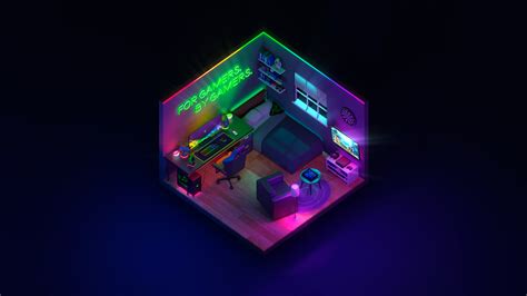 An Aerial View Of A Living Room With Neon Lights