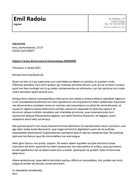Model De Scrisoare De Intentie Facultate Scrisoare Net