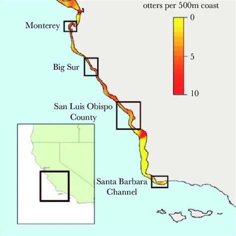 Map Of The Current Southern Sea Otter Enhydra Lutris Nereis