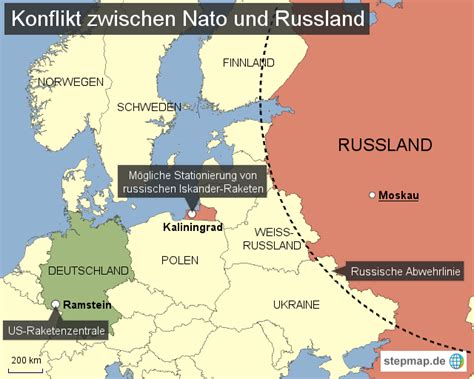 StepMap Konflikt zwischen Nato und Russland Landkarte für Europa