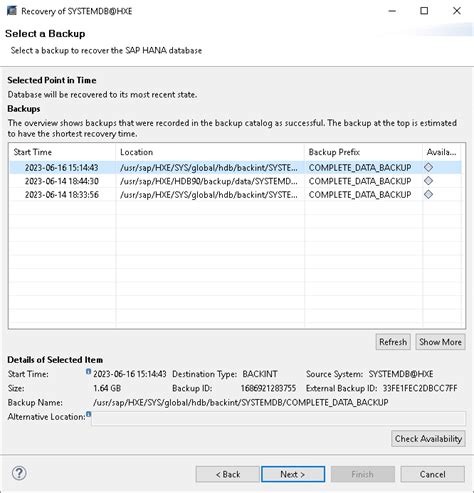 Restoring Databases SAP HANA Studio Veeam Plug Ins For Enterprise