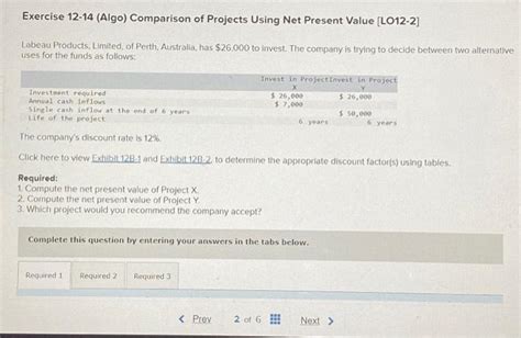 solved exercise 12 14 algo comparison of projects using