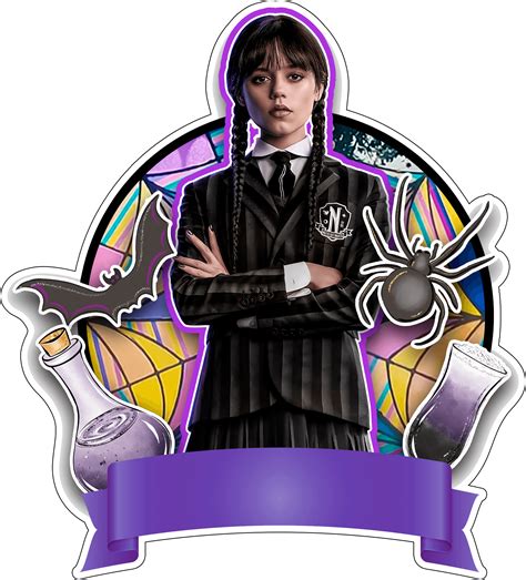 Merlina Miercoles Para Imprimir Cake Toppers Stickers PNG Y