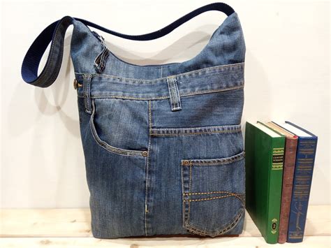 Jeans Umhängetasche Jeans Hobo Tasche upcycled Jeans Tasche Etsy