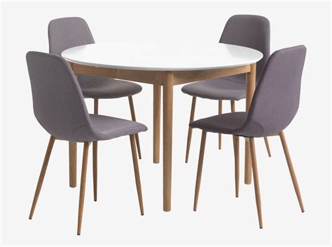 Marstrand Table Blanc Jonstrup Chaises Gris Jysk