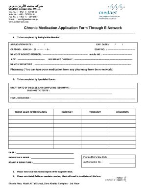 Chronic Medication Application Through E Network Doc Template PdfFiller