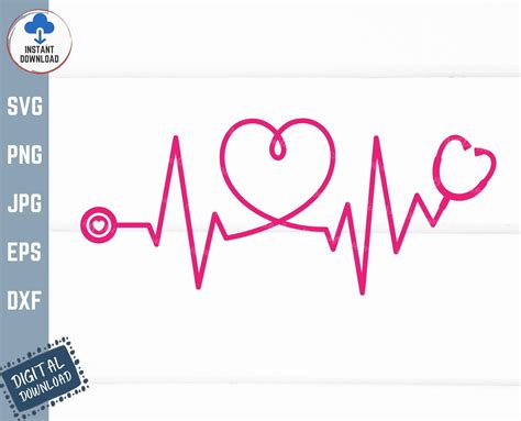 Nurse Heartbeat Svg Heartbeat Stethoscope Svg Nurse Stethoscope Svg