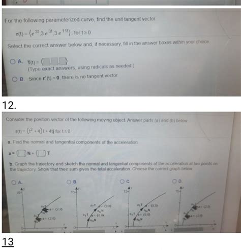solved for the following parameterized curve find the unit