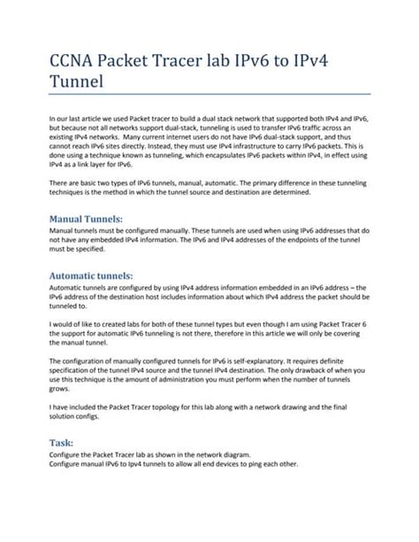 ccna packet tracer lab i pv6 to ipv4 tunnel pdf