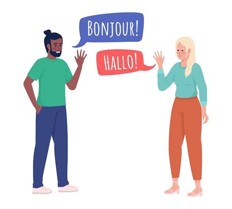Amigos De Aprendizaje De Idiomas Caracteres Vectoriales De Color