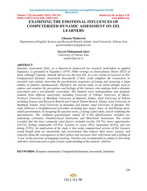pdf examining the emotional influences of computerized dynamic assessment on efl learners