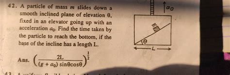 42 a particle of mass m slides down a smooth inclined plane of elevation