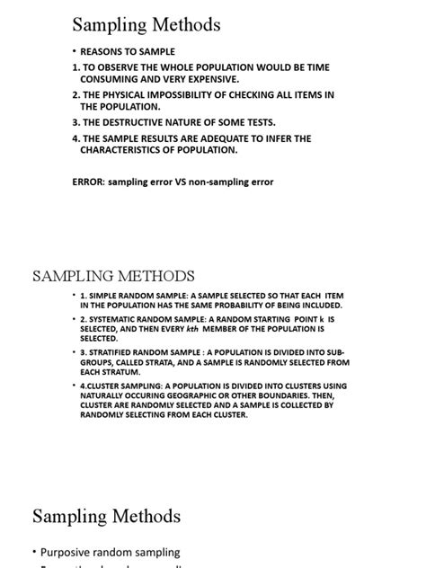 sampling methods pdf sampling statistics confidence interval