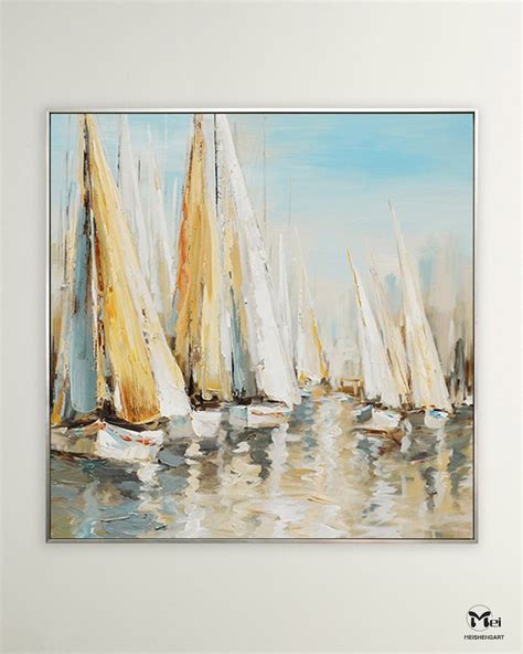 Original Gold Segelboote Abstrakte Malerei Meer Landschaft Etsy