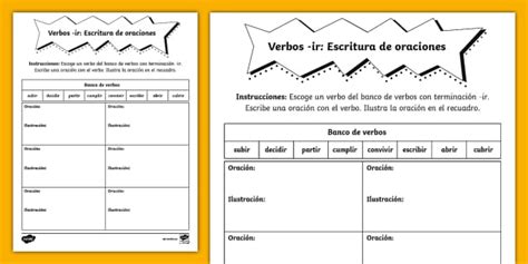 Verbos Ir Escritura De Oraciones Hecho Por Educadores