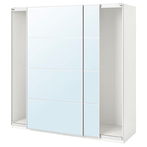 PAX Kleiderschrank mit Schiebetüren weiß Auli Spiegelglas 200x66x201