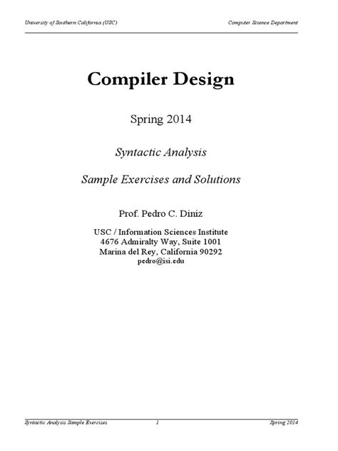 compiler design syntactic analysis sample exercises and solutions pdf parsing computer