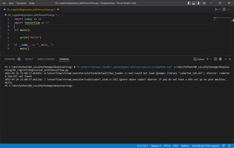 TensorflowでCould not load dynamic library cudart64 110 dllが出る原因と対処