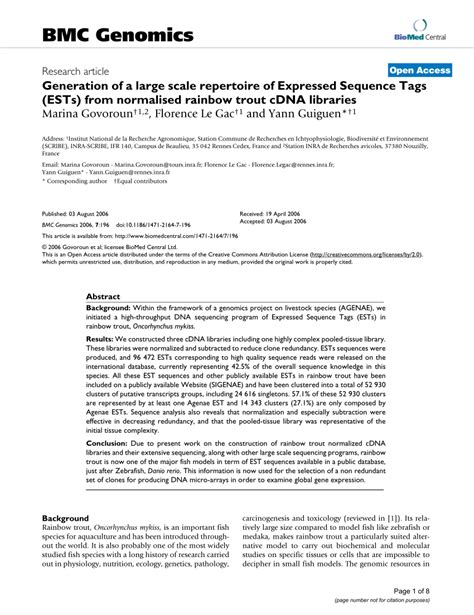 pdf generation of a large scale repertoire of expressed sequence tags ests from normalised