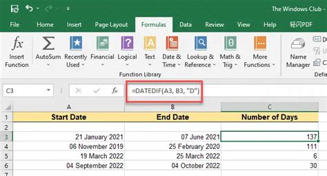 How To Calculate Number Of Days In Excel Thewindowsclub