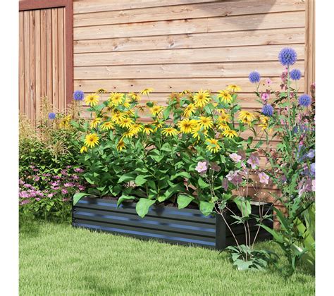 Carré Potager Dim 150l X 70l X 30h Cm Acier Ondulé Noir Pot de