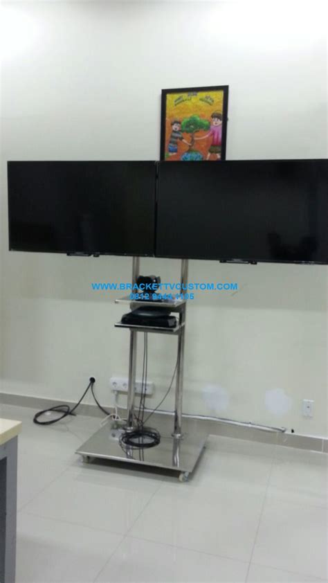 Stand Led Tv 50 Double Horizontal Vi Con Kaki Dua Roda Ss Jual