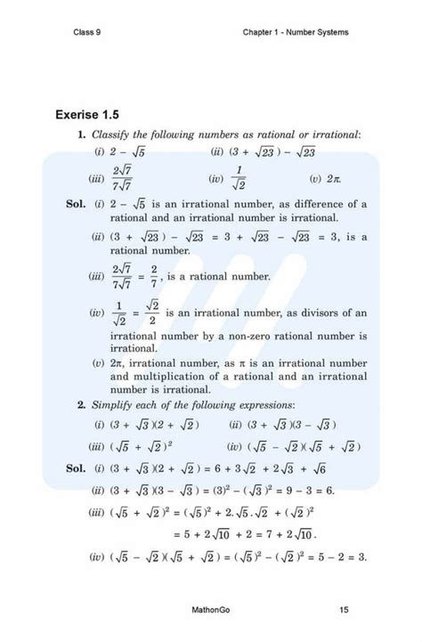ncert solutions for class 9 maths chapter 1 number systems mathongo