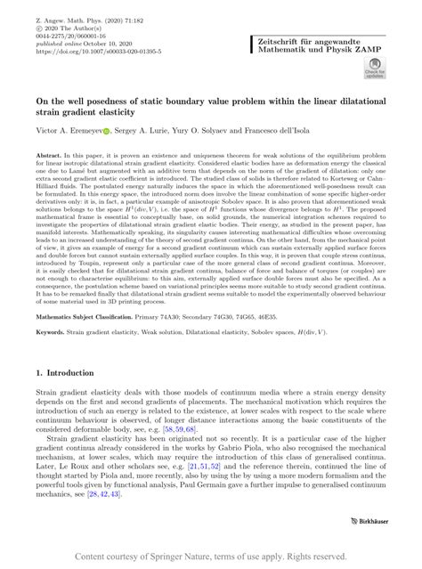 pdf on the well posedness of static boundary value problem within the linear dilatational