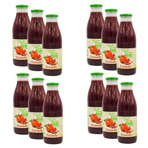 Lot 12x Pur Jus De Grenade Bio Bouteille 75cl les 12 bouteilles à