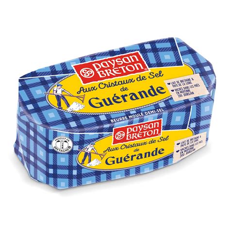 Beurre Demi sel Moulé Aux Cristaux de Sel de Guérande PAYSAN BRETON