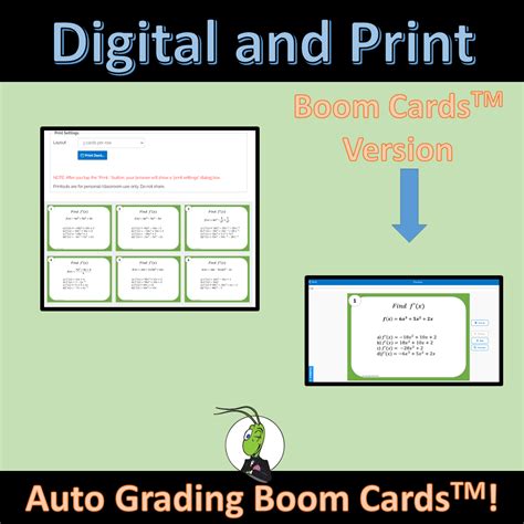 sum difference product and quotient rule task cards calculus boom made by teachers