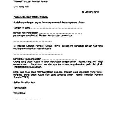 Surat Kebenaran Wakil Mengambil Dokumen Ini Contoh Surat Kuasa Untuk