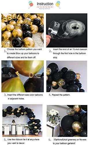 Beaumode DIY Black And Gold Balloon Garland Arch Kit For 30th 40th