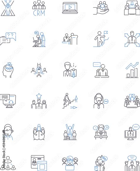 Project Planning Line Icons Collection Strategy Timeline Goals