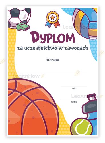 Dyplom Konkursowy Zawody Sportowe Piłki Learnhow pl