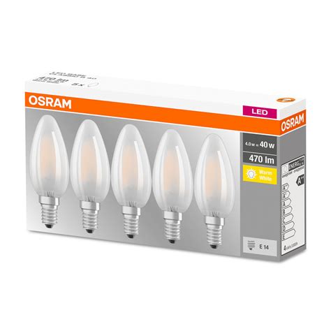 Osram Base Classic B35 LED 4W 827 warmweiß 470lm matt E14 5er Pack