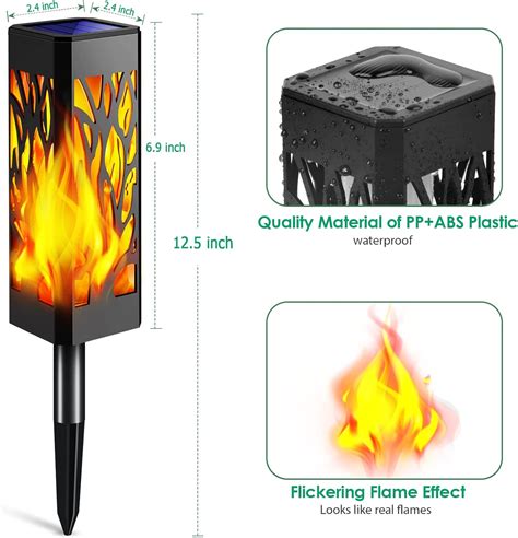 Buy Tomcare Solar Lights Metal Flickering Flame Solar Lantern With