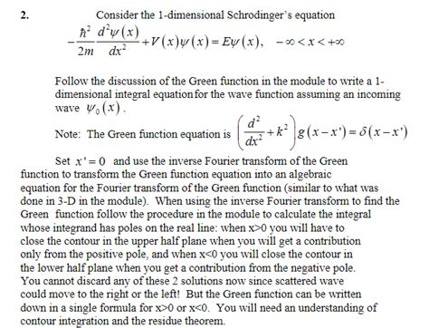 solved consider the 1 dimensional schrodinger s equation