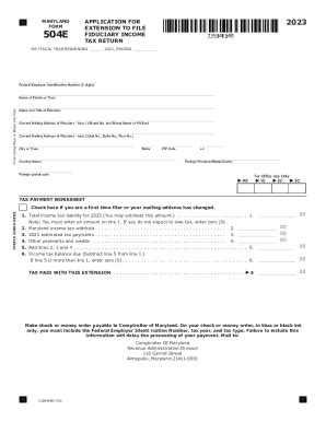 Fillable Online Tax Year 2023 504E Application For Extension To File