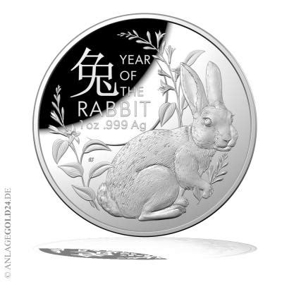 1 oz Silber Lunar II RAM Jahr des Hasen 2023 dome shaped Goldmünzen