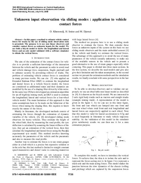 pdf unknown input observation via sliding modes application to vehicle contact forces