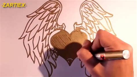 Como Dibujar Un Corazon Con Alas Paso A Paso Youtube