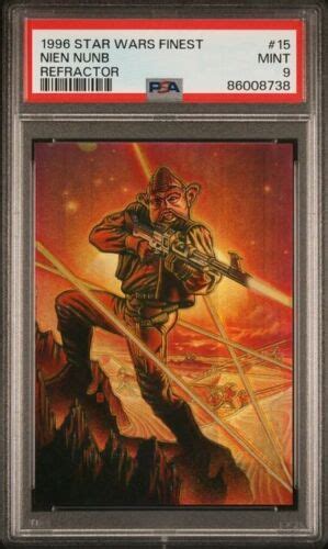 1996 Topps Finest Star Wars Nien Nunb Refractor Card 15 Graded PSA 9