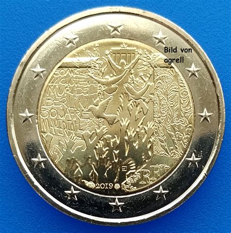2 Euro Gedenkmünze Frankreich 2019 30 Jahre Fall der Berliner Mauer