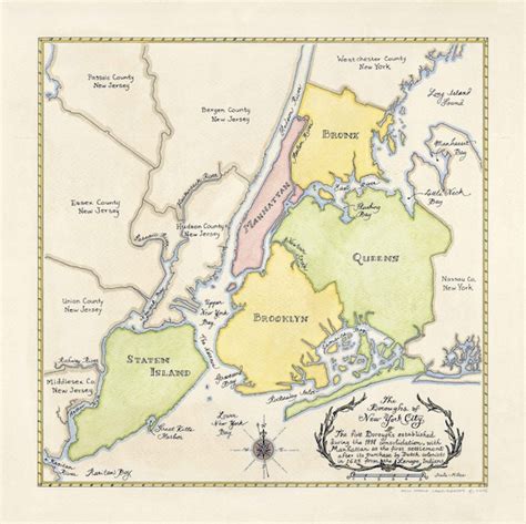 Map Of New York Burrows Allene Madelina