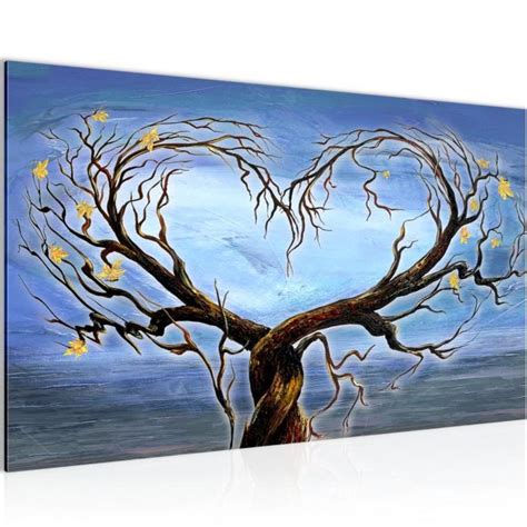 Runa art Tableau Décoration Murale Arbre Cœur 70x40 cm 1 Panneau Deco