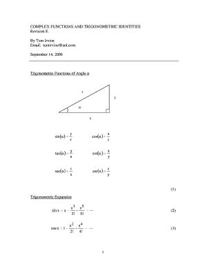 Fillable Online COMPLEX FUNCTIONS AND TRIGONOMETRIC IDENTITIES Fax