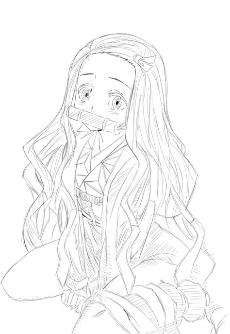 Black And White Nezuko Kamado Demon Slayer Sticker By Tenpokawaii