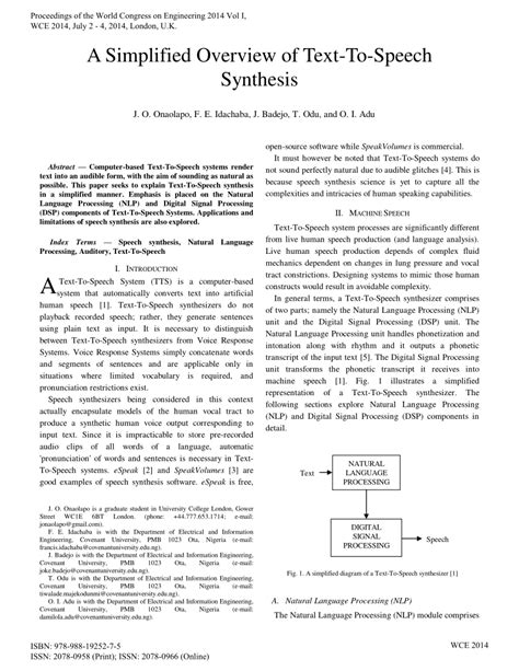 pdf a simplified overview of text to speech synthesis