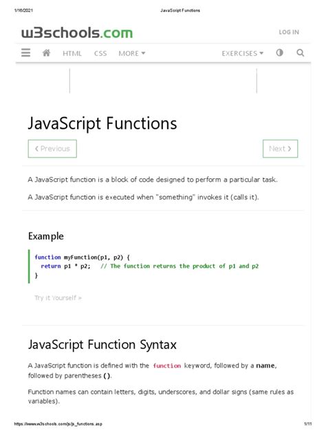 javascript functions pdf subroutine parameter computer programming